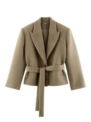 Arakii Boxy Belt Wool-blend Jacket - Brown