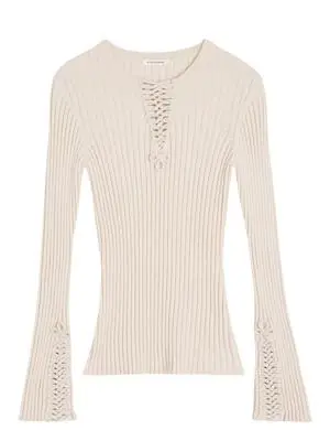 BY MALENE BIRGER Milas Wool-cotton Knit Top - Ivory