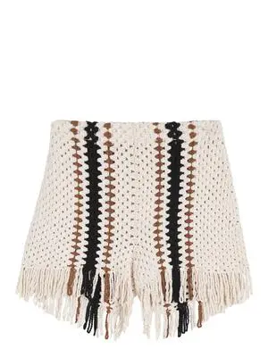 BY MALENE BIRGER Tamara Cotton Crochet Knit Shorts - Stripe