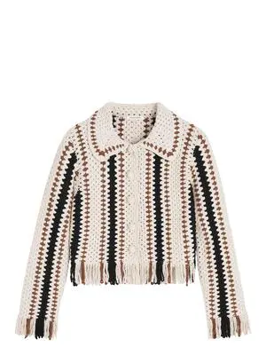 BY MALENE BIRGER Natalia Cotton Crochet Knit Top - Stripe