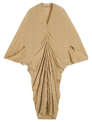 BY MALENE BIRGER Nico Embellished Ruched Maxi Dress - Tan