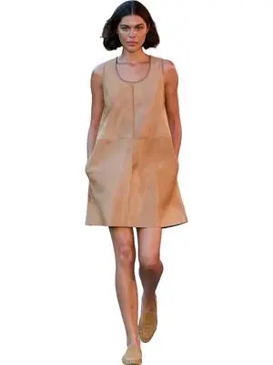 BY MALENE BIRGER Nicole Leather Mini Dress - Tan