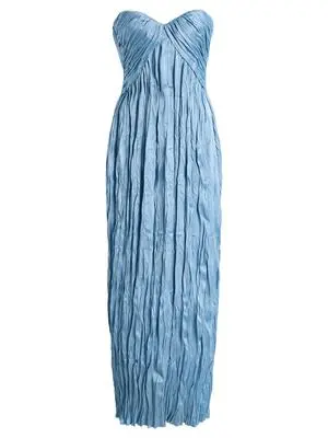 Alejandra Alonso Rojas Bustier Pleated Crepe Maxi Dress - Blue
