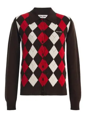 Miu Miu Argyle Cashmere Cardigan - Multi