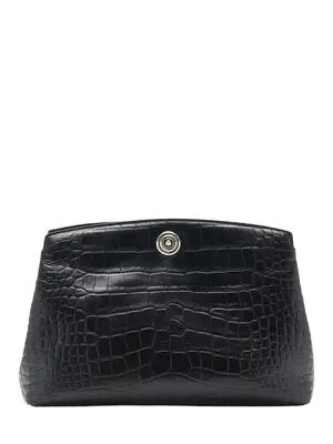 LIFFNER Pushlock Croc-embossed Leather Clutch - Black