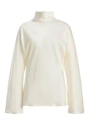 RÓHE Minimal-Waisted Satin Top Ivory