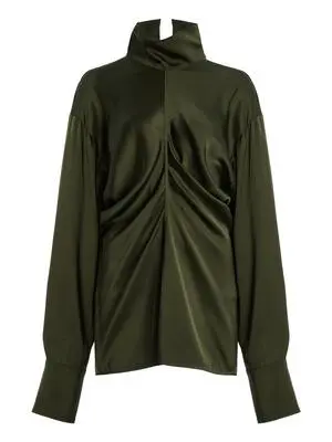 TOTEME Slouch Satin Top - Green