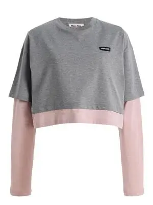 Miu Miu Layered Jersey Cropped Top - Grey