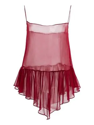 Tove Harlowe Ruffled Silk Top - Red