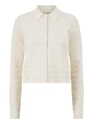 Lela Rose Pucker Dot Knit Cardigan - Ivory