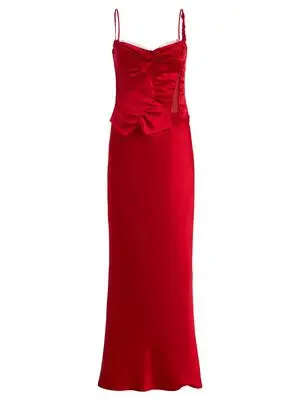 Alejandra Alonso Rojas Hand Draped Satin Gown - Red