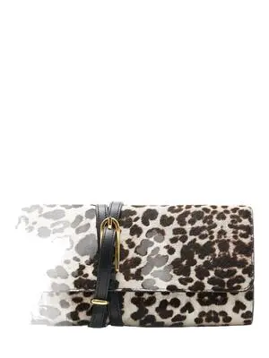 LIFFNER Belted Leopard Calf Hair Clutch - Animal
