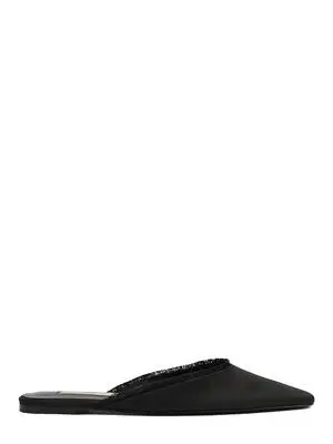 TOTEME Frayed Satin Lounge Slippers - Black