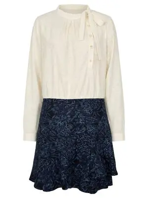 SVETLANA K Adele Organic Cotton Floral Jacquard Shirt Dress - Blue