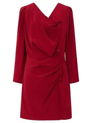 SVETLANA K Svetlana K Athens Silk Crepe Dress Asymmetric Draped Detail