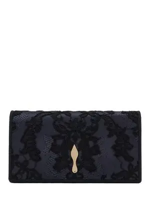 CHRISTIAN LOUBOUTIN Bettina Satin Lace Clutch - Black