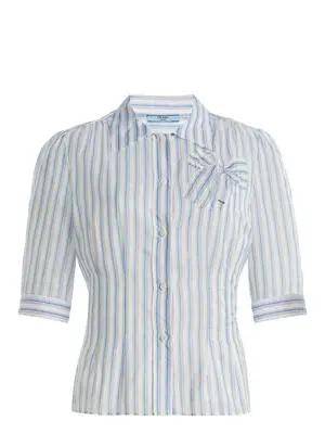 Prada Striped Poplin Shirt - Blue