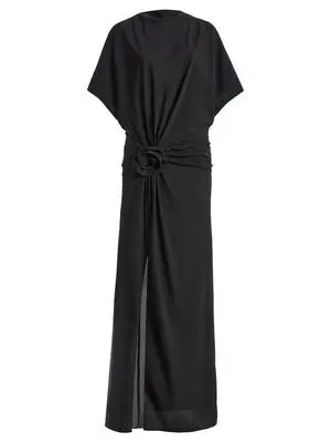 ROTATE BY BIRGER CHRISTENSEN Slit Crepe Maxi Dress - Black