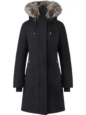 Mackage Shiloh-x 2-in-1 Fitted Down Coat With Removable Bib And Silver Fur - Black