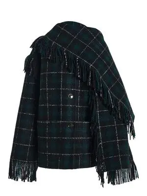 TOTEME Fringed Scarf Wool-blend Jacket - Print
