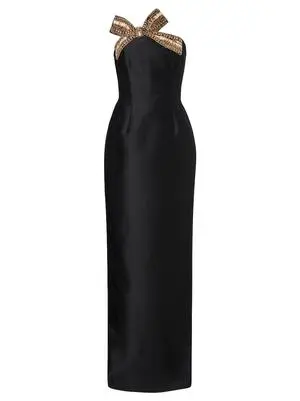 Rebecca Vallance Venus Embellished Crêpe Bustier Gown - Black