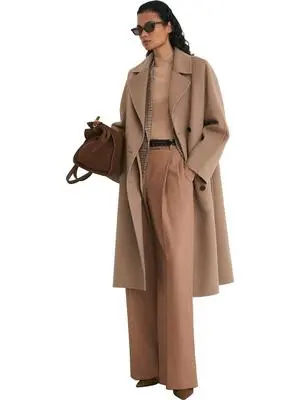 REISS Marina Wool-blend Blindseam Double-breasted Coat - Camel