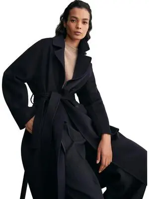 REISS Marina Wool-blend Blindseam Double-breasted Coat - Navy