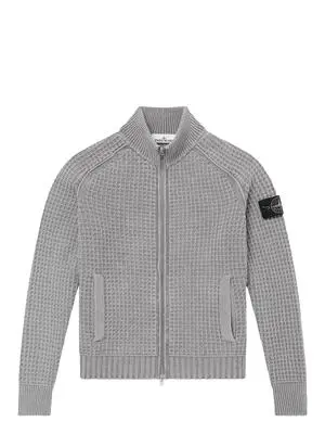 Stone Island Mineral-dyed Cotton Zip-up Sweater - Gray