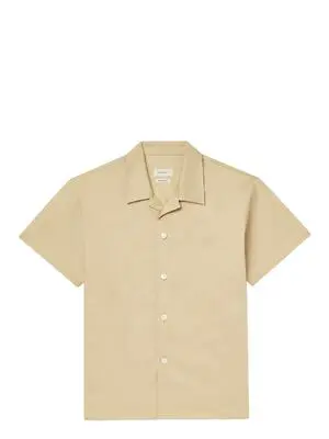 SECOND / LAYER Avenue Camp-collar Stretch-cotton Poplin Shirt - Yellow