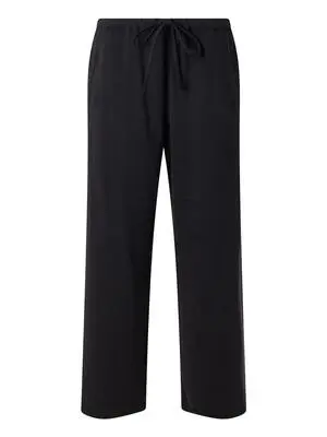 SECOND / LAYER Straight-leg Drawstring Lyocell-twill Trousers - Black