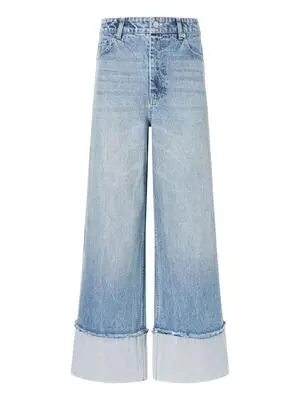Sea Zayna Frayed High-waisted Wide-leg Jeans - Blue