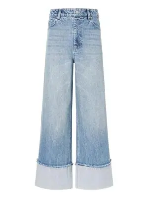 Sea Zayna Frayed High-waisted Wide-leg Jeans - Blue