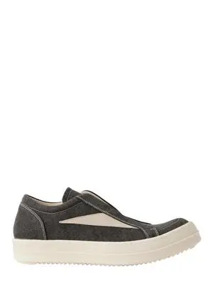 Rick Owens DRKSHDW Laceless Vintage Suede-Trimmed Canvas Sneakers Gray
