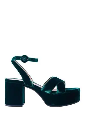 GIANVITO ROSSI 35 Velvet Sandals - Emerald