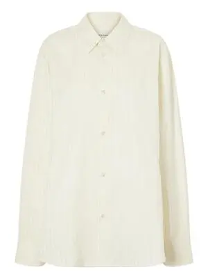 Studio Nicholson Striped Cotton And Silk-blend Shirt - Blue