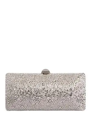 Rodo Satin Crystal-embellished Clutch Bag - Grey