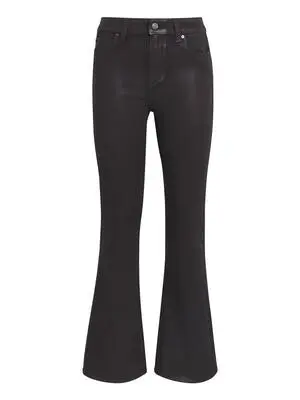 Paige Coated Laurel Canyon Bootcut Jeans - Brown