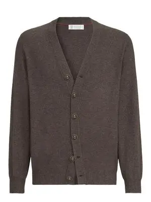 Brunello Cucinelli Cashmere V-neck Cardigan Brown