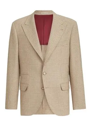 Brunello Cucinelli Wool-cashmere-blend Check Blazer - Beige