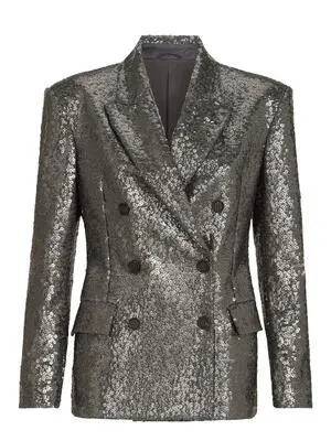 Brunello Cucinelli Virgin Wool Sequin Blazer - Grey