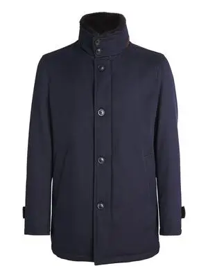 Herno Virgin Wool Padded Overcoat - Navy