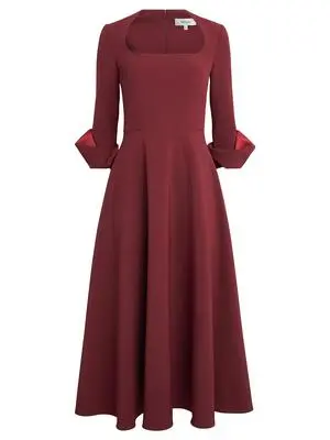 Safiyaa Crepe A-line Midi Dress - Red