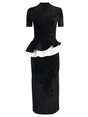 Roland Mouret Asymmetric Peplum Midi Dress - Black