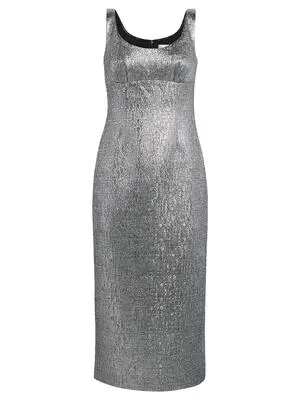 Roland Mouret Metallic Jacquard Midi Dress - Silver