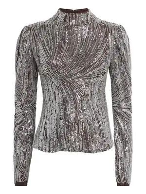 Rabanne Sequin-embellished High-neck Top - Brown