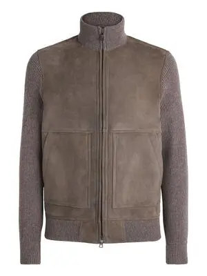 FIORONI CASHMERE Suede-wool Bomber Jacket