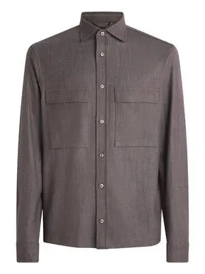 Paul & Shark Wool-silk-linen-blend Overshirt - Grey