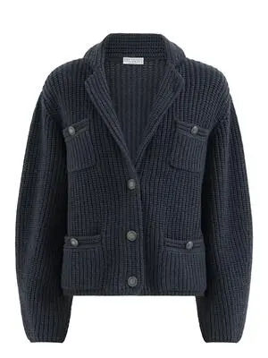 Brunello Cucinelli Cashmere Rib-knit Cardigan - Blue