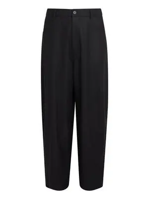 LE17SEPTEMBRE Wool Barrel-leg Trousers - Black