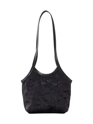 VALESQUE Cami Leather-trimmed Velvet Shoulder Bag - Black